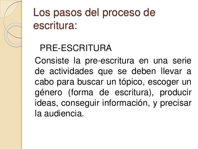 EL PROCESO DE ESCRITURA