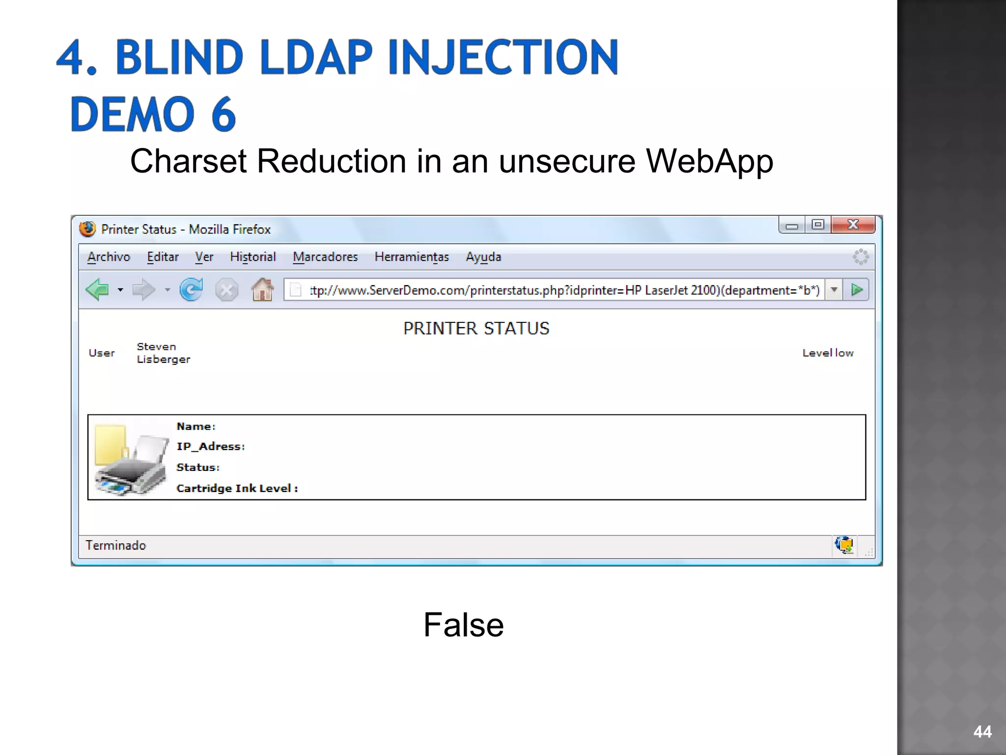 Ldap Injection And Blind Ldap Injection Ppt