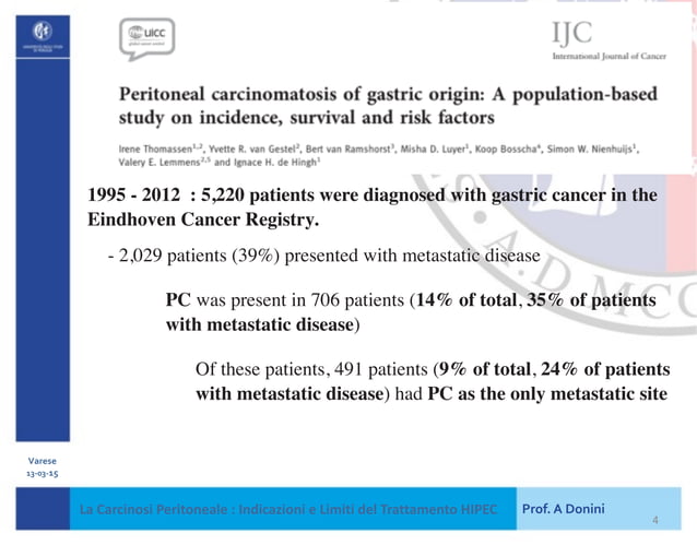 Gastric Peritoneal Carcinomatosis, HIPEC | PPT