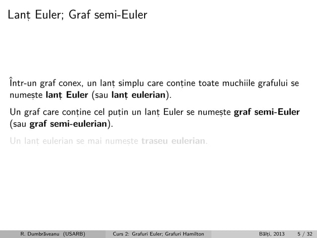 Curs 2: Grafuri Euler; Grafuri Hamilton | PDF