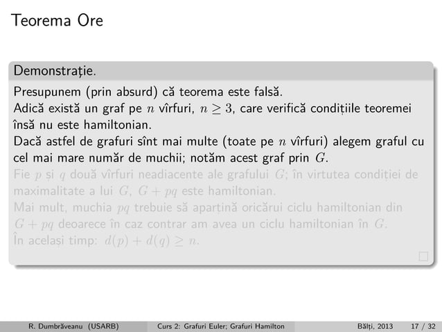 Curs 2: Grafuri Euler; Grafuri Hamilton | PDF