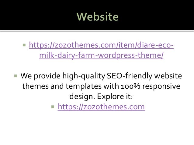 Diare - Eco Milk & Dairy Farm WordPress Theme | PPTX