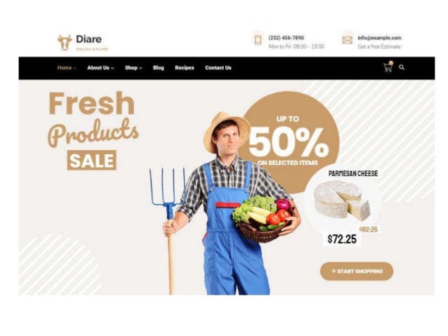 Diare - Eco Milk & Dairy Farm WordPress Theme | PPTX