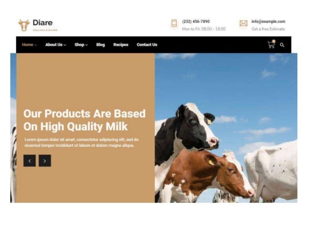 Diare - Eco Milk & Dairy Farm WordPress Theme | PPTX