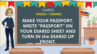 DIARIO (BELLRINGERS) Spanish Class Week 1 | PPTX