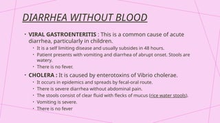 Diarrhea (symptoms, causes, organisms, types, treatment) | PPTX