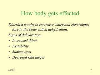 Diarrhea by hina hussain | PPTX | Digestive Disorders | Diseases and ...