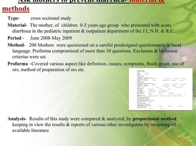Diarrhea, Maternal attitude, skill, knowledge a prospective study | PPSX