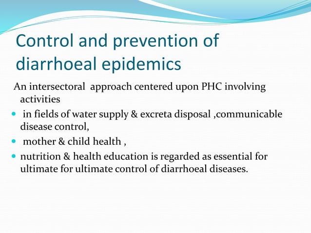 Diarrhoeal control programme | PPTX | Digestive Disorders | Diseases ...