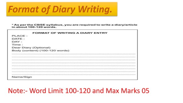 diary-entry-class-7 TBSE Class 7, how to write diary | PPT