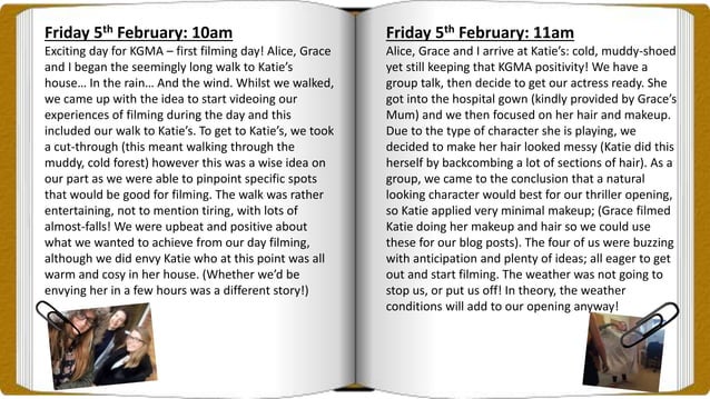 Diary Entries of Filming | PPTX | Video Production | Content Production