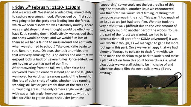 Diary Entries of Filming | PPT