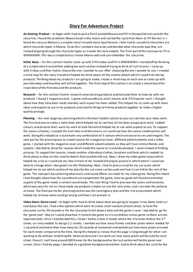 Diary For Adventure Topic | DOCX