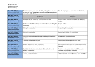 Diary Of Progress | DOCX