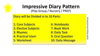 Diary pattern for Play Group to PREP | PPTX | Islam | Religion ...