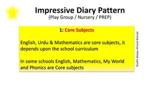 Diary pattern for Play Group to PREP | PPTX | Islam | Religion ...