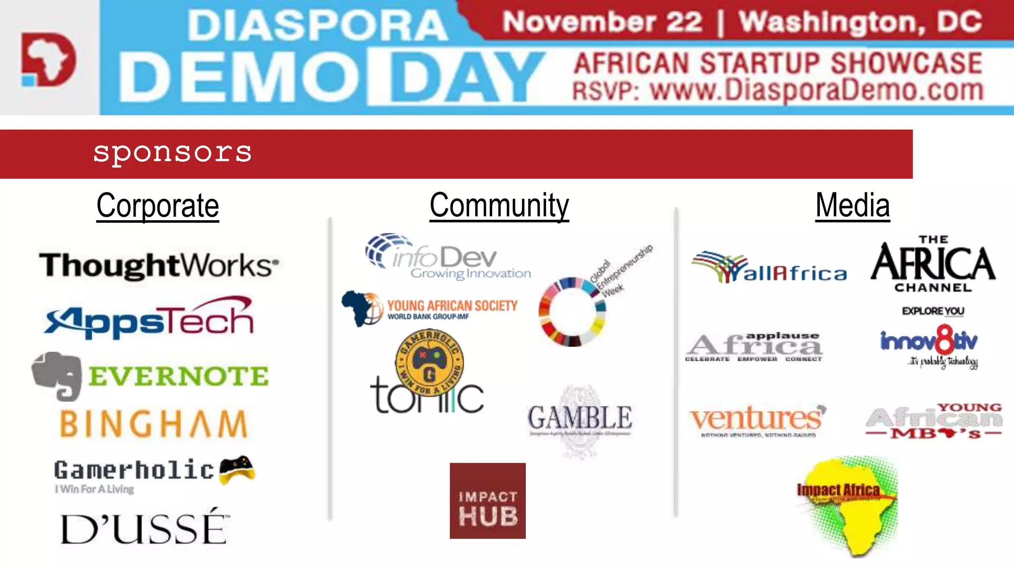 #DiasporaDemo Announcing the African Innovators! | PPTX