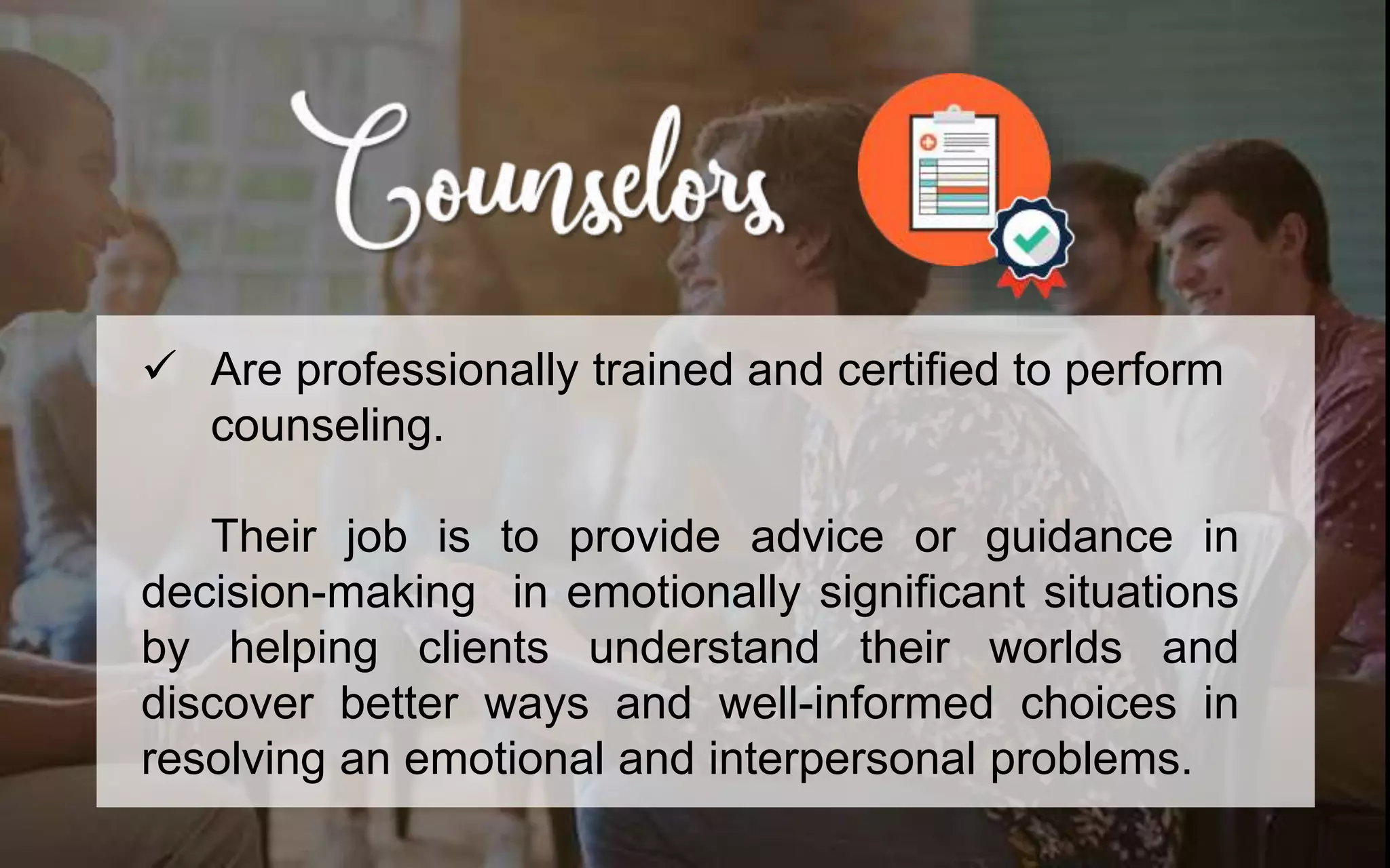 DIASS - The Discipline of Counseling - Definitions, Context and ...