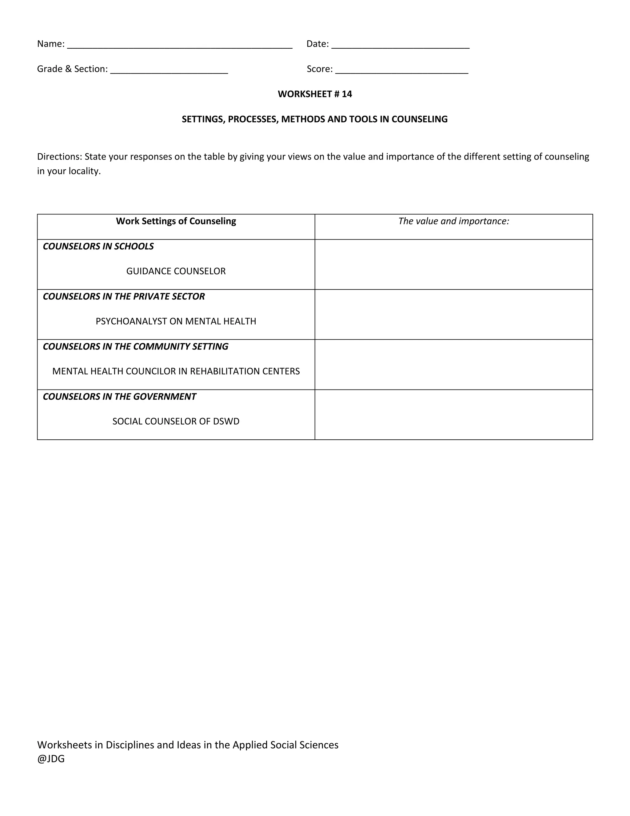 DIASS - The Discipline of Counseling (Part I) Worksheets.pdf