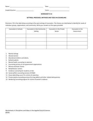 DIASS - The Discipline of Counseling (Part I) Worksheets.pdf