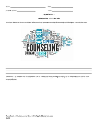 DIASS - The Discipline of Counseling (Part I) Worksheets.pdf