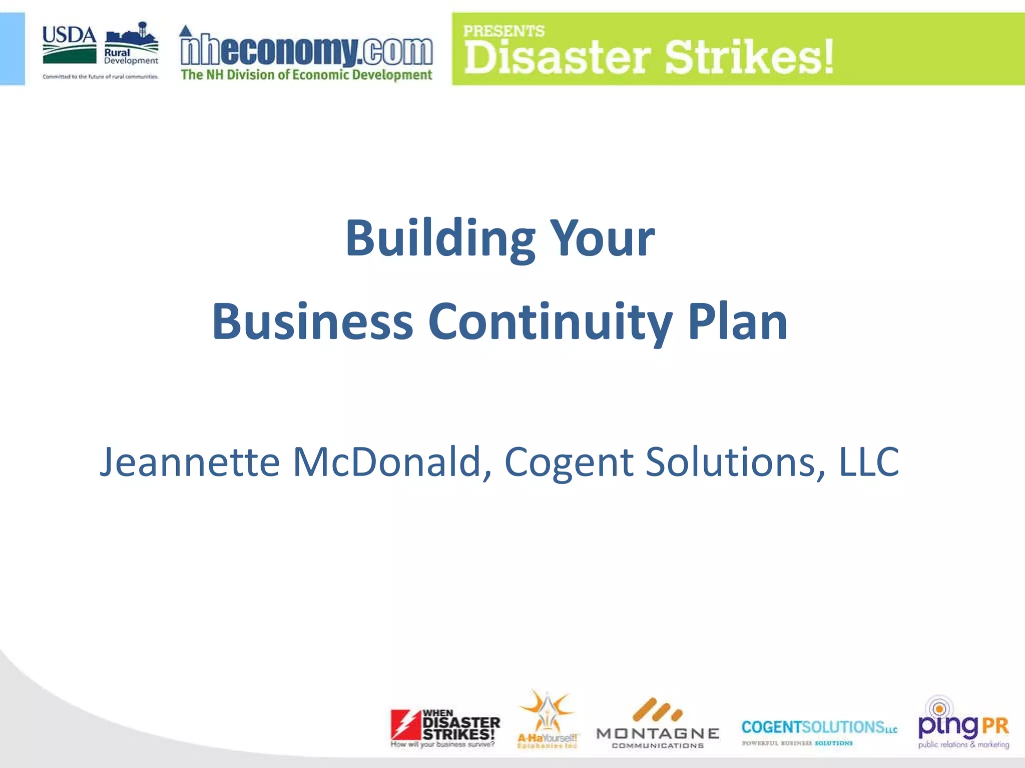 The Basics of a Business Continuity Plan | PPT
