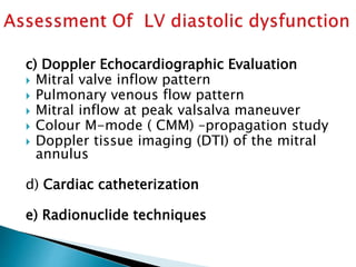 ECHOCARDIOGRAPHIC EVALUATION of LEFT VENTRICULAR DIASTOLIC FUNCTION ...