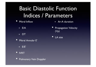 Echocardiographic Evaluation of LV Diastolic Function | PDF
