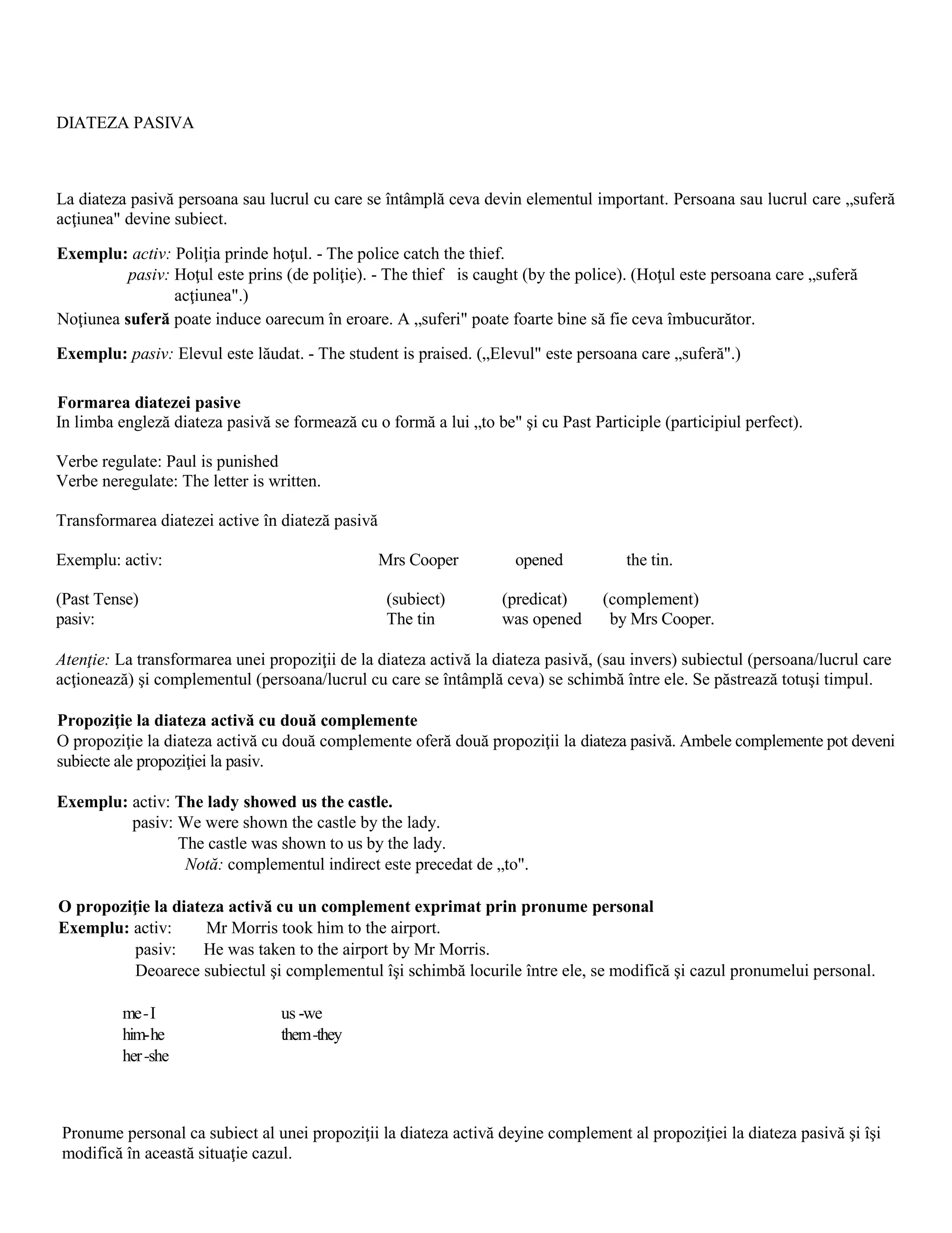 DIATEZA PASIVA, elemente teoretice privin invatarea diatezei pasiove in ...
