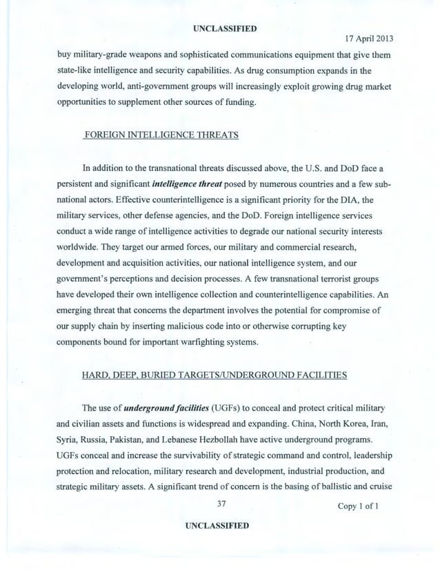 DIA Threat Assessment April 18 2013 | PDF