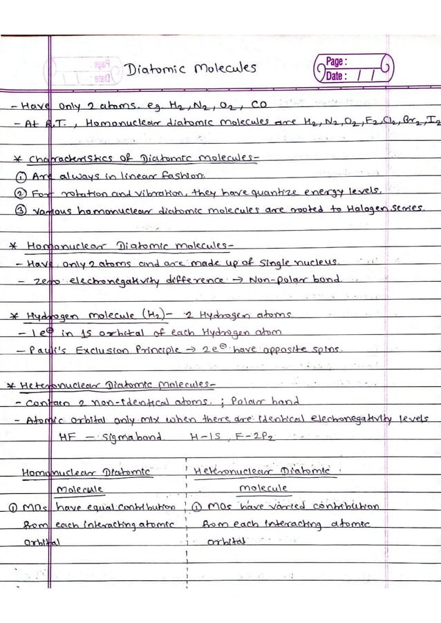Diatomic Molecules Pdf Chemistry Science
