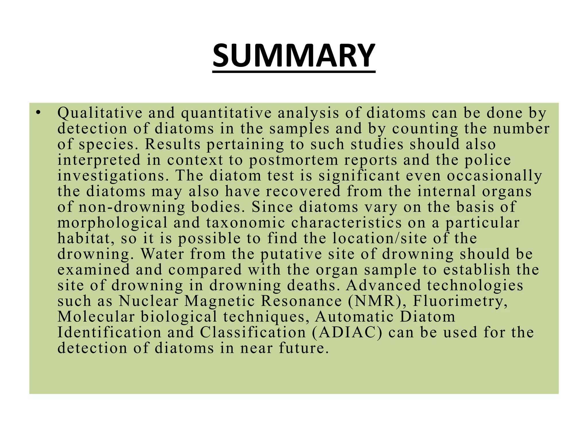 Diatoms in forensic science | PPTX