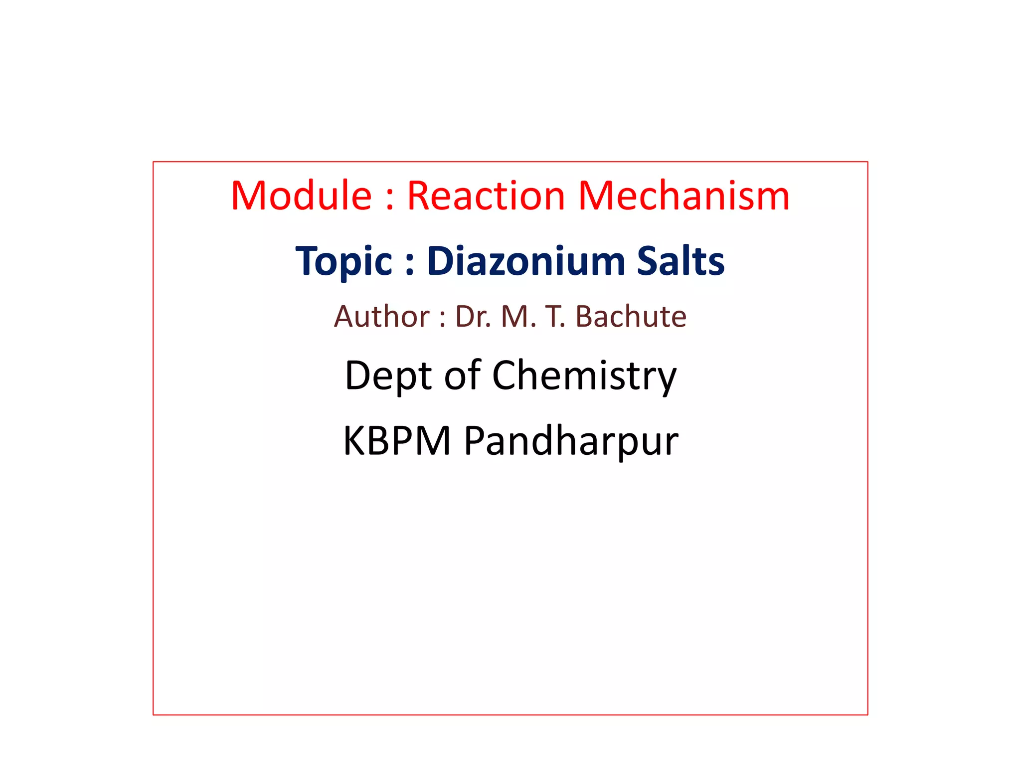 Diazonium salts | PPTX