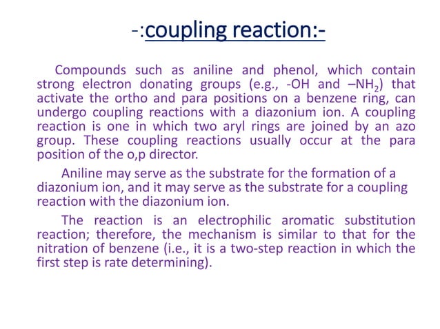 Diazotisation and coupling reaction | PPTX | Chemistry | Science