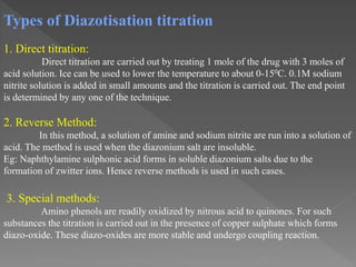 Diazotization TITRATION FOR PG NOTES VERY USEFUL | PPTX
