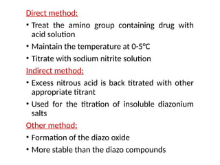 DIAZOTIZATION TITRATION, Pharmaceutical analysis | PPTX