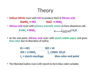 DIAZOTIZATION TITRATION, Pharmaceutical analysis | PPT