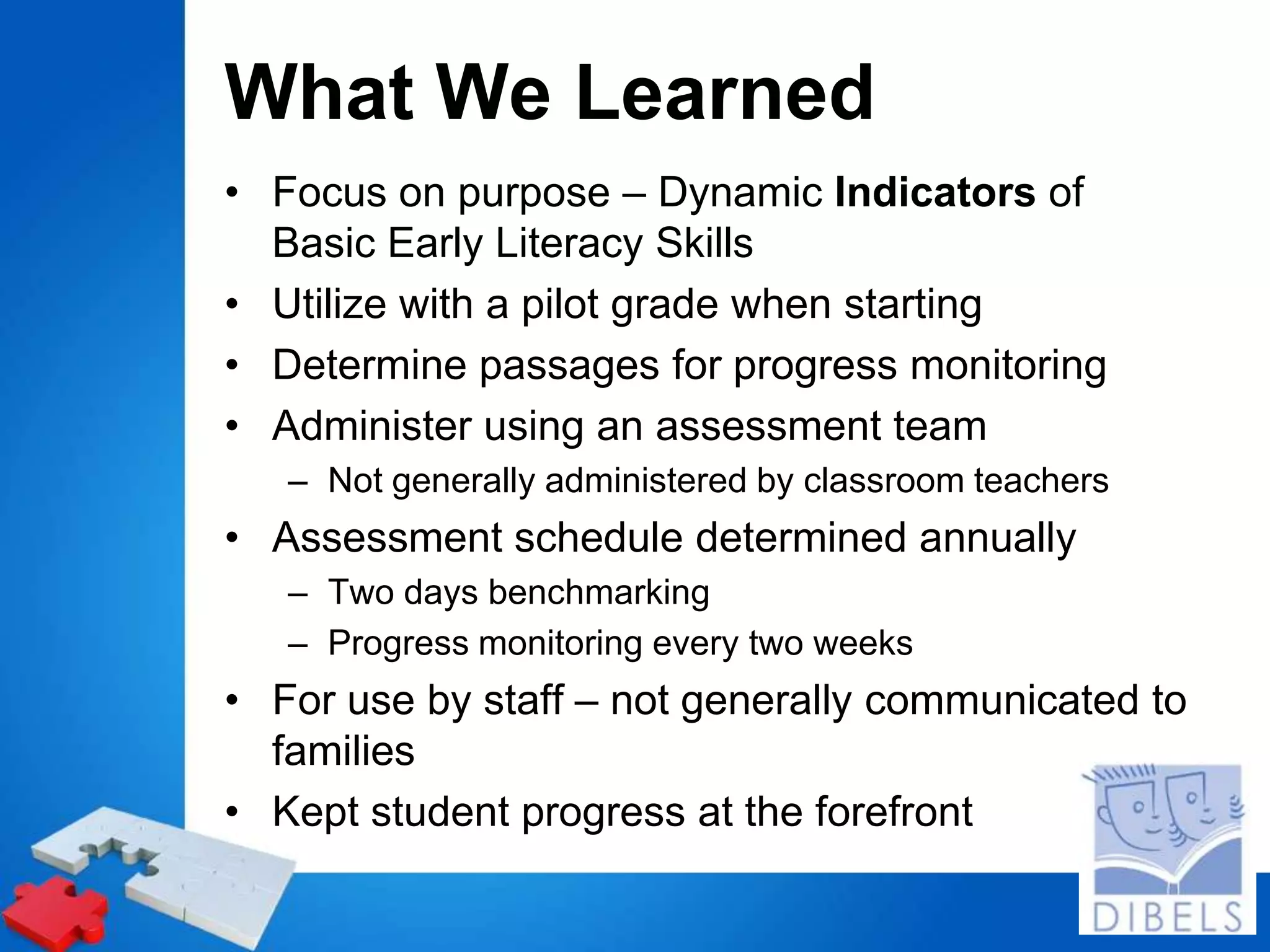 DIBELS: One Piece of the Puzzle | PPTX