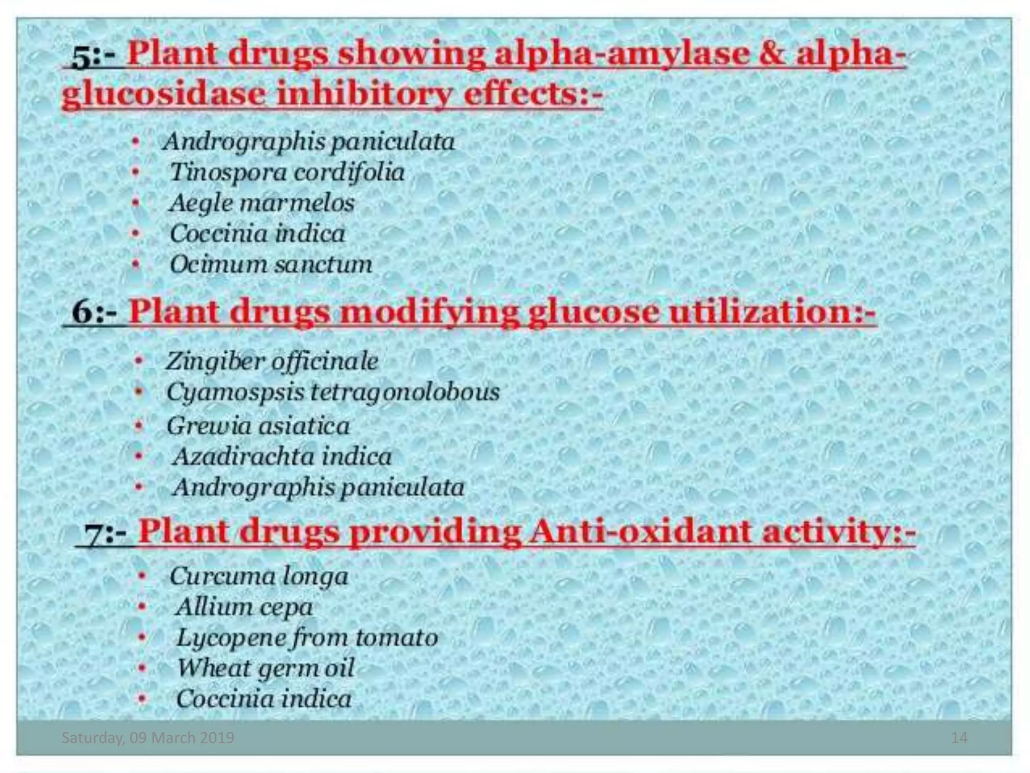 A review on medicinal plants with Antidiabetic activity. | PPTX