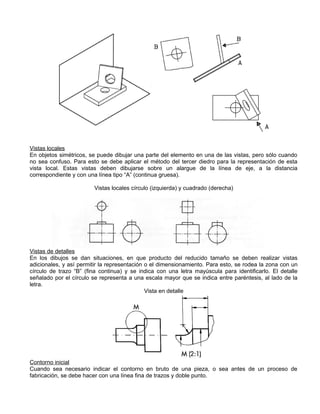 Dibujo proyecciones vista parcial, auxiliar, local detalles | DOC