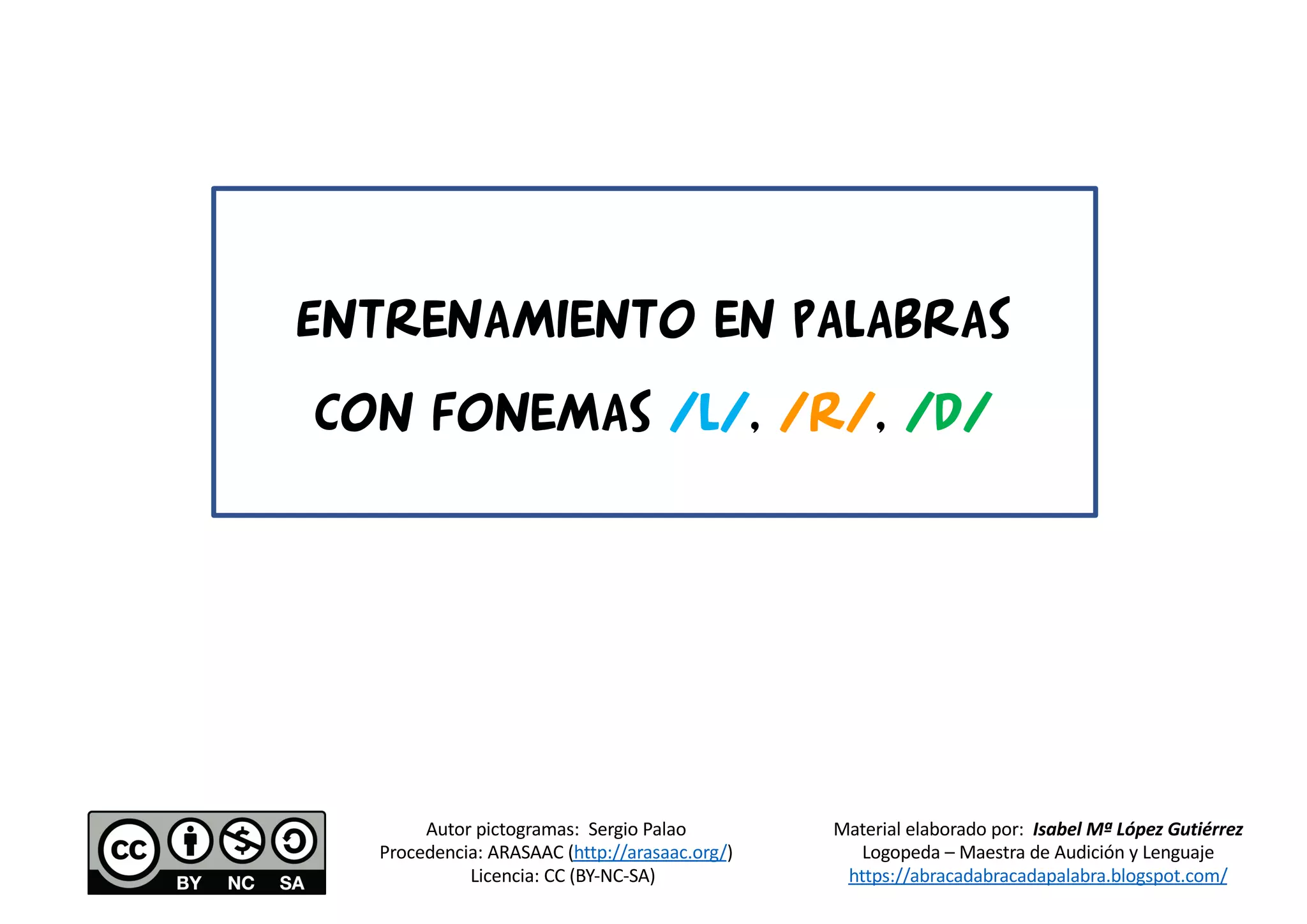 Palabras con fonemas /l/, /r/, /d/ | PDF