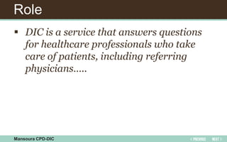 Drug information center (DIC) | PPTX