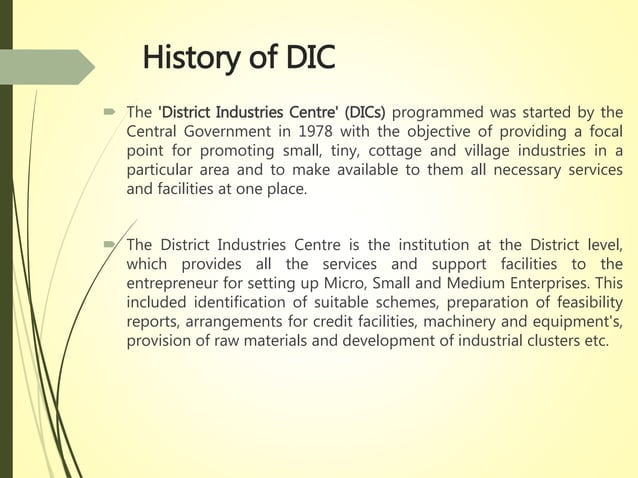 The 'District Industries Centre' (DICs) | PPTX