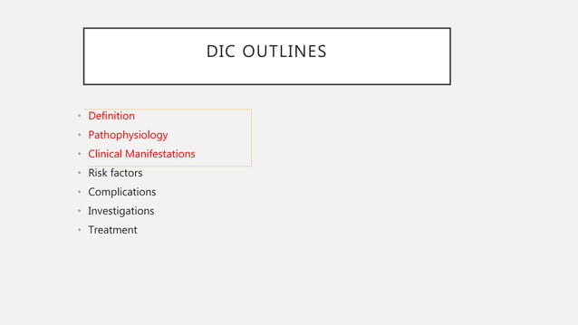 Disseminated intravascular coagulation (DIC) | PPT | Free Download