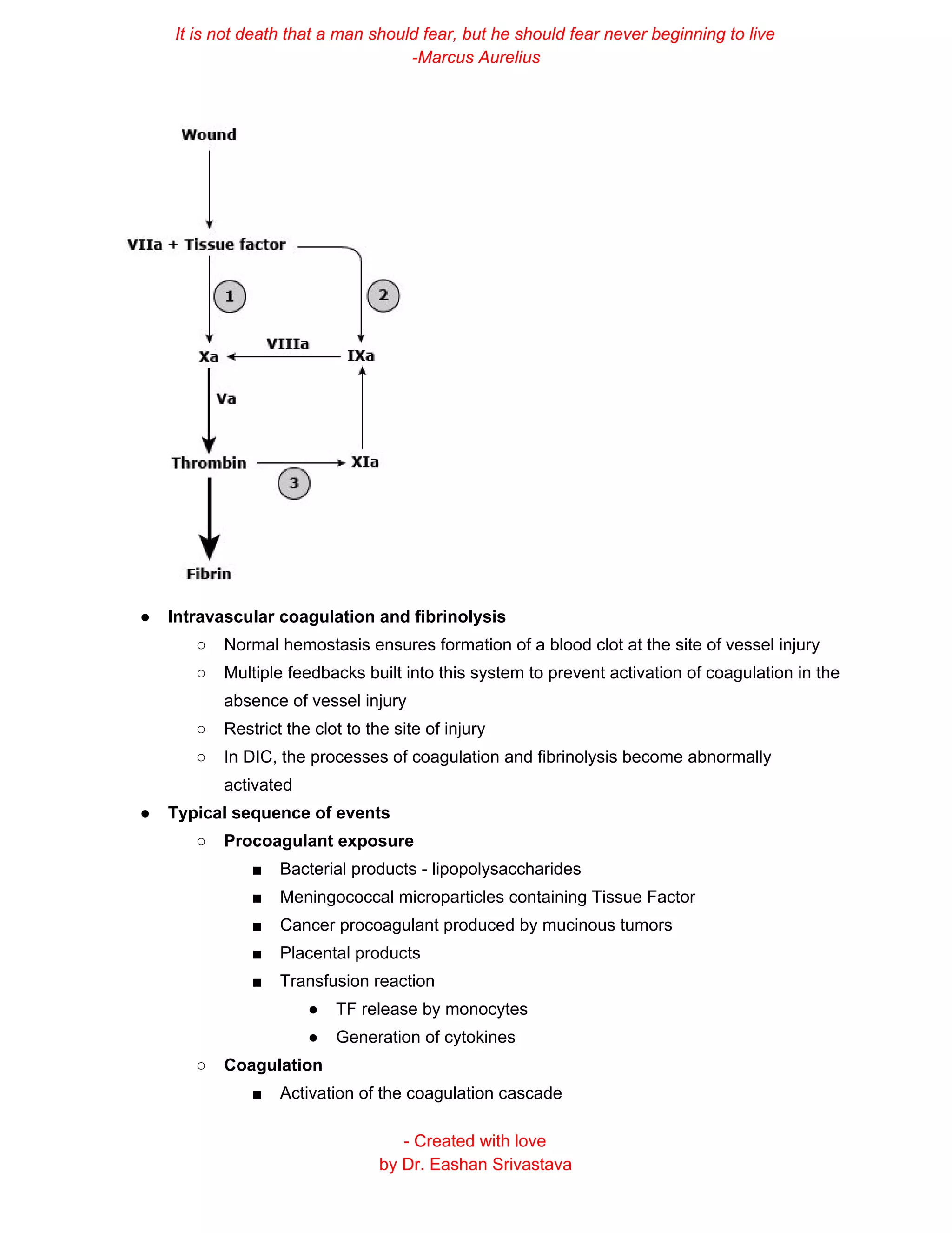 DIC disseminated intravascular coagulation | PDF
