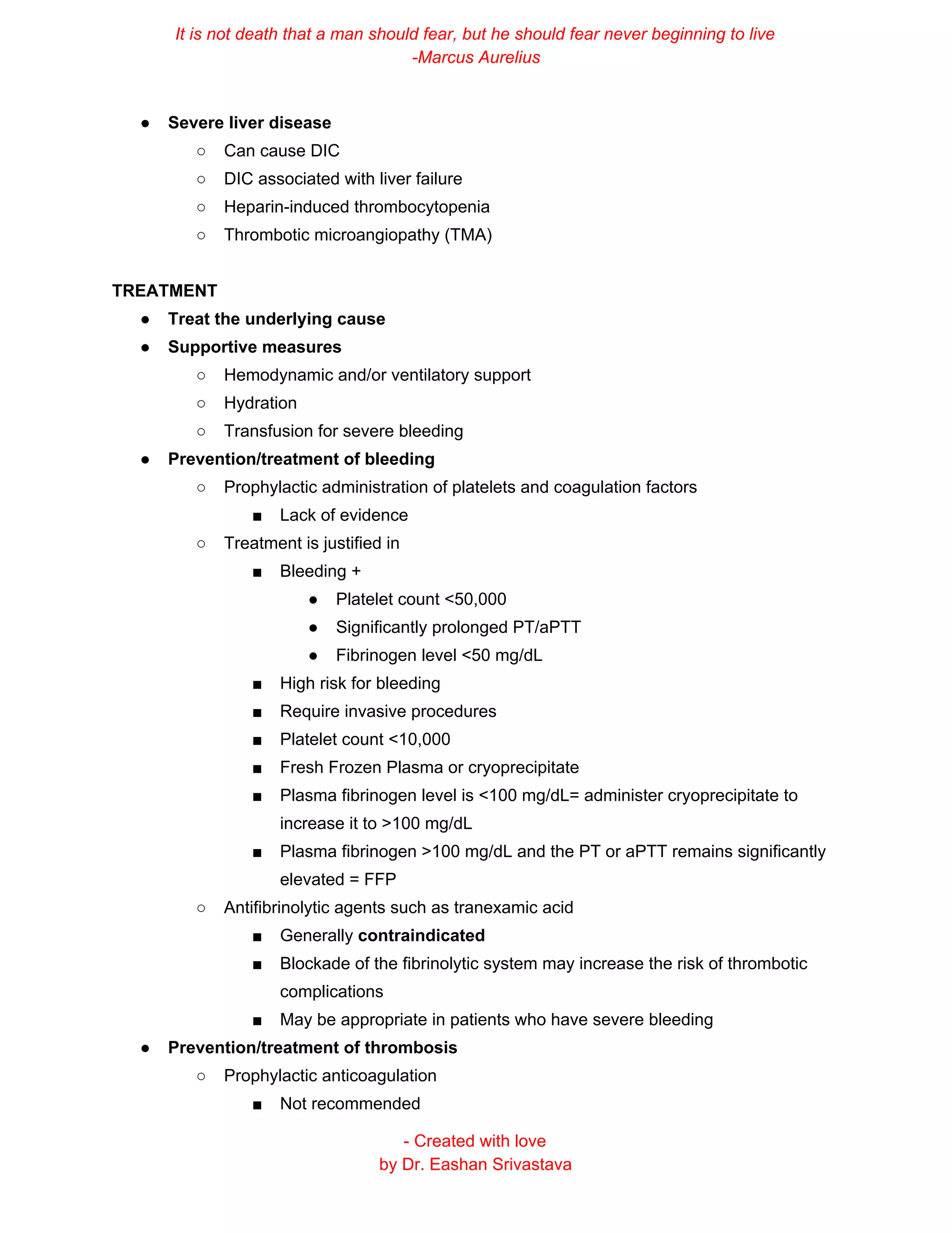 DIC disseminated intravascular coagulation | PDF