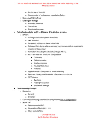 DIC disseminated intravascular coagulation | PDF | Blood Disorders ...