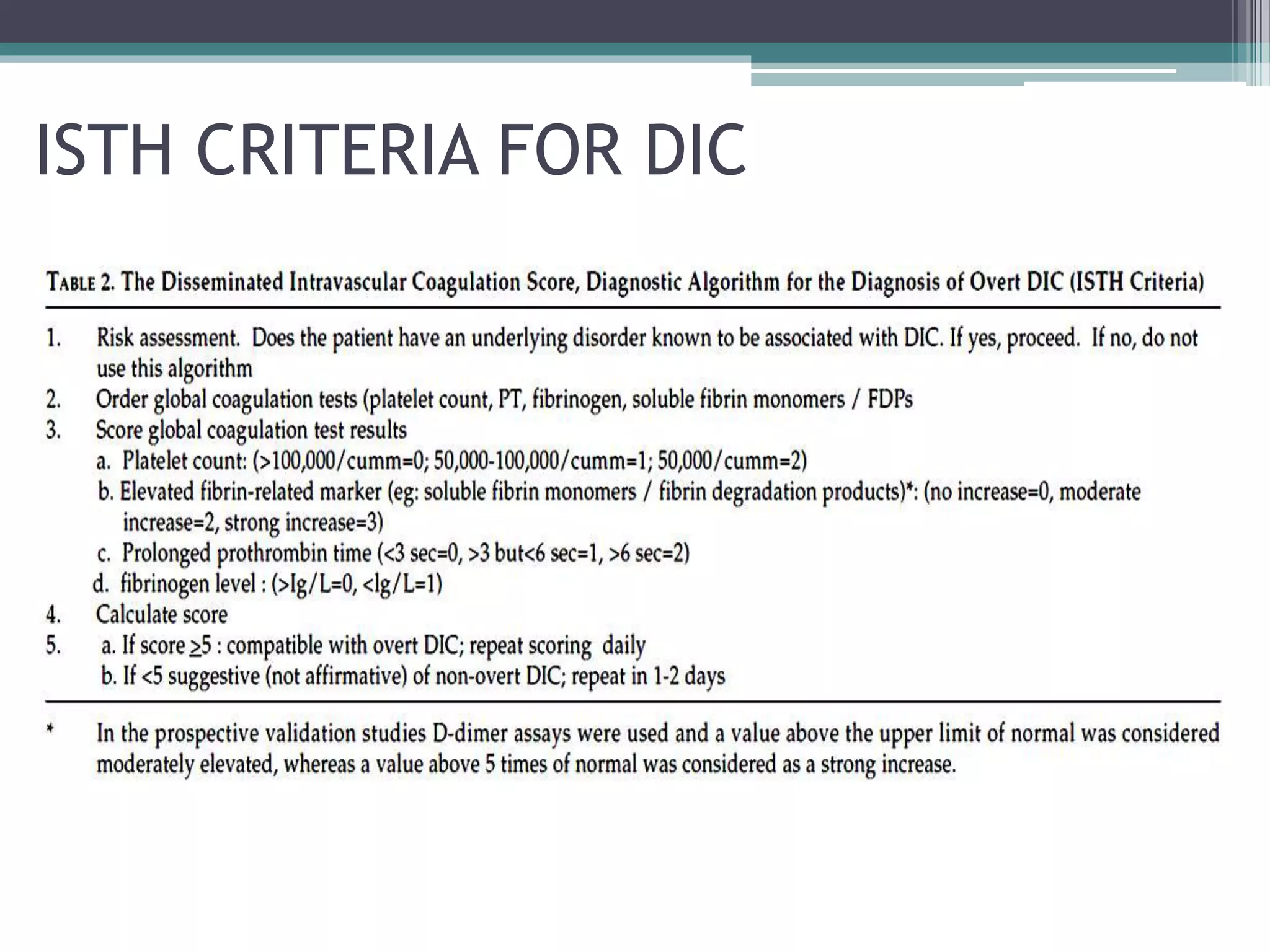 DISSEMINATED INTRAVASCULAR COAGULATION | PPTX