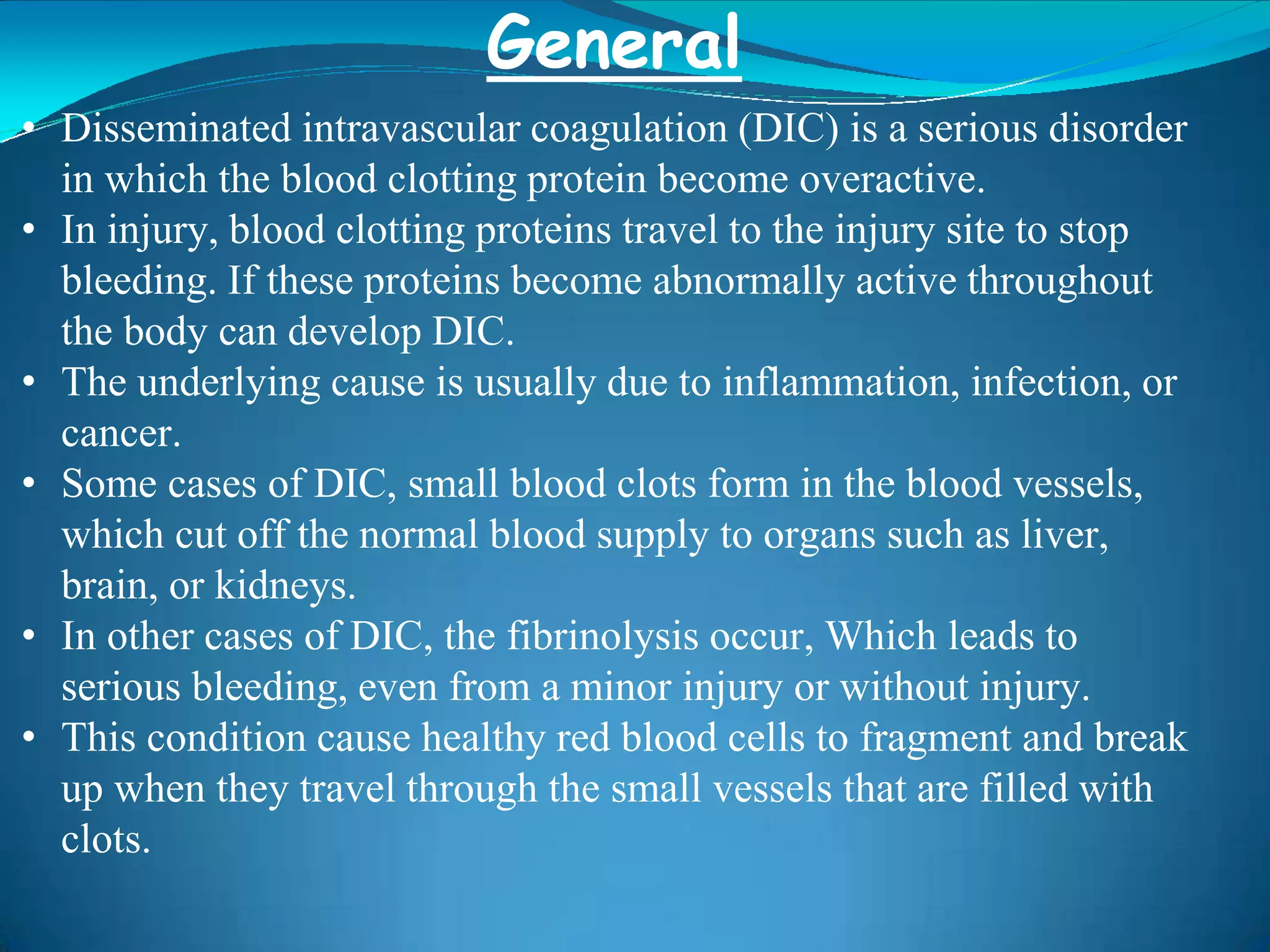 Disseminated intravascular coagulation | PPTX | Blood Disorders | Diseases and Conditions