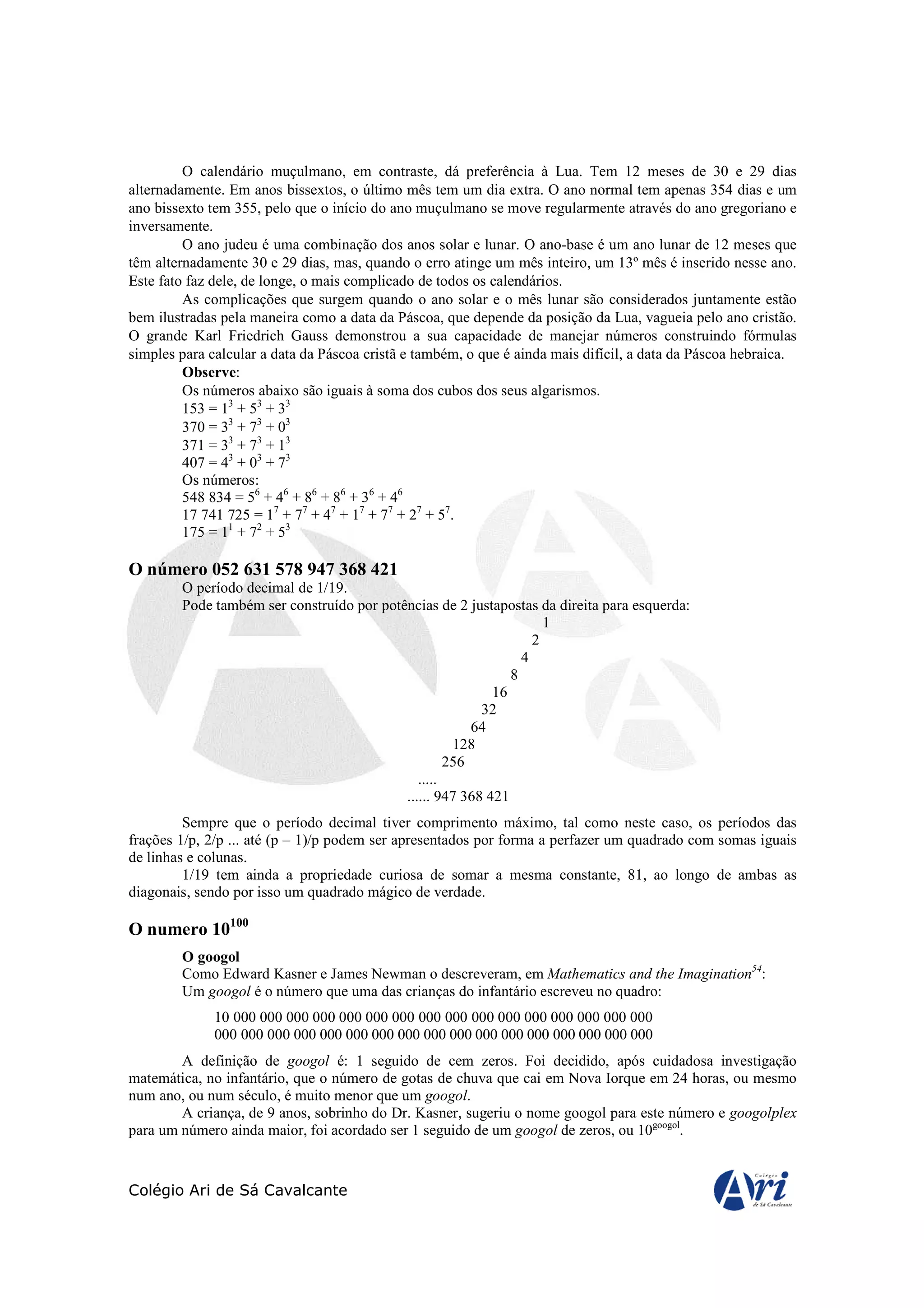 Dicas de matematica numeros curiosos | PDF